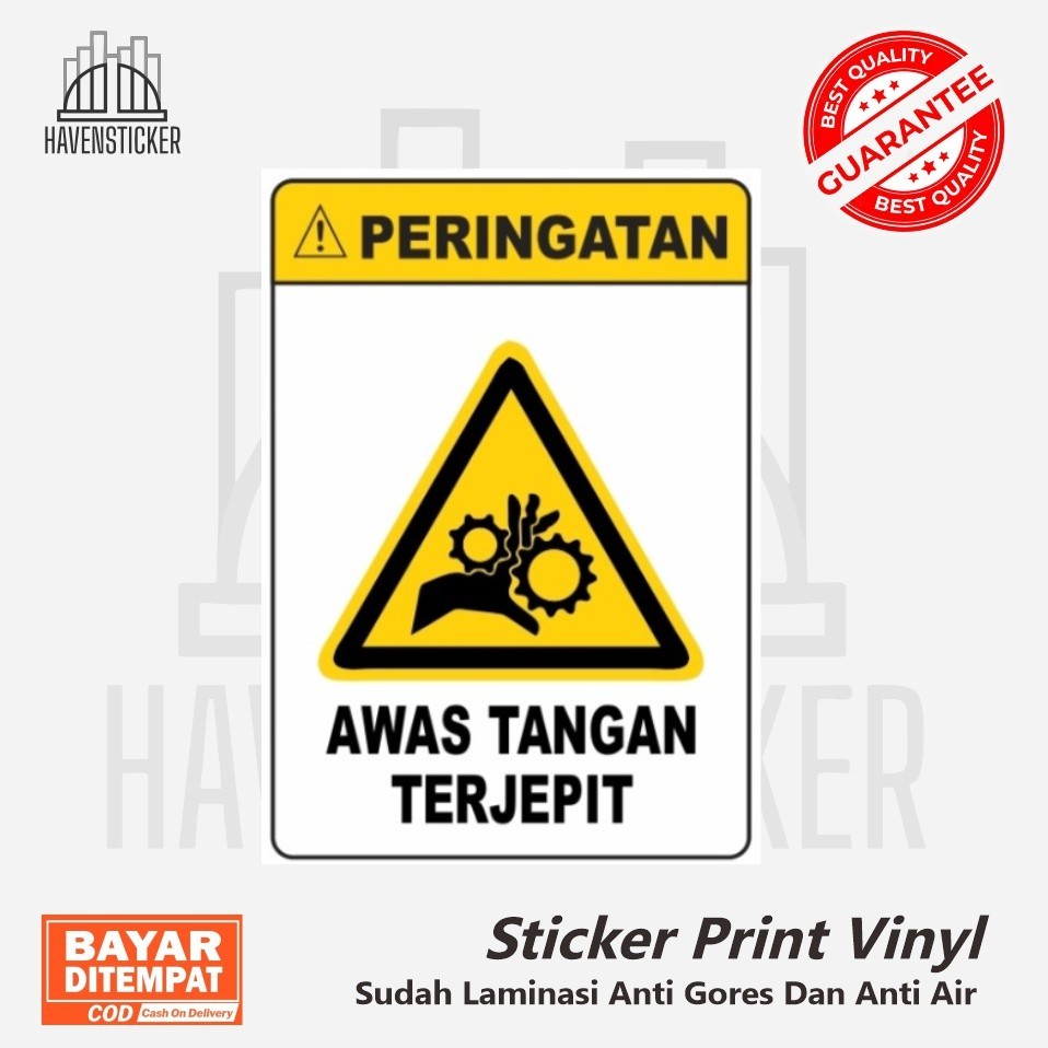 Jual Stiker Label print vinyl Peringatan Awas Tangan Terjepit Stiker ...