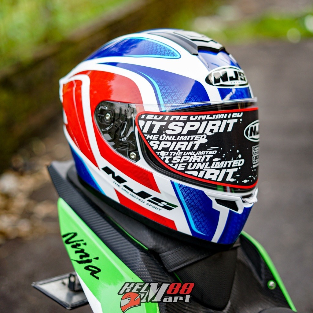 Jual NJS ZX-1 MOTIF TRICOLOR - Helm Full Face Helm NJS ZX1 Double Visor ...