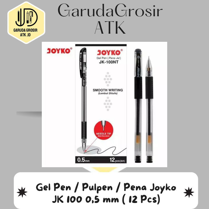 Jual Gel Pen / Pulpen / Pena Joyko JK 100 0,5 mm ( 12 Pcs) - Hitam | Shopee Indonesia