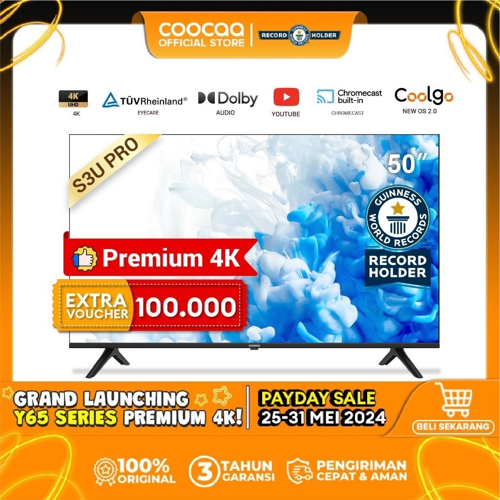 Jual COOCAA 50 inch Smart TV - Digital TV - 4K - UHD - Dolby Audio - Youtube - Mirroring ...