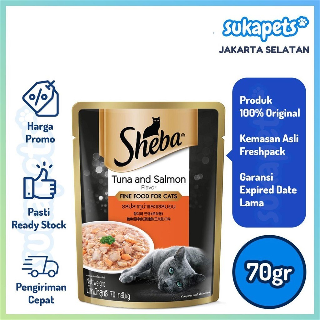 Jual Sheba Pouch Tuna Salmon Makanan Kucing Basah Wet Food 70gr ...