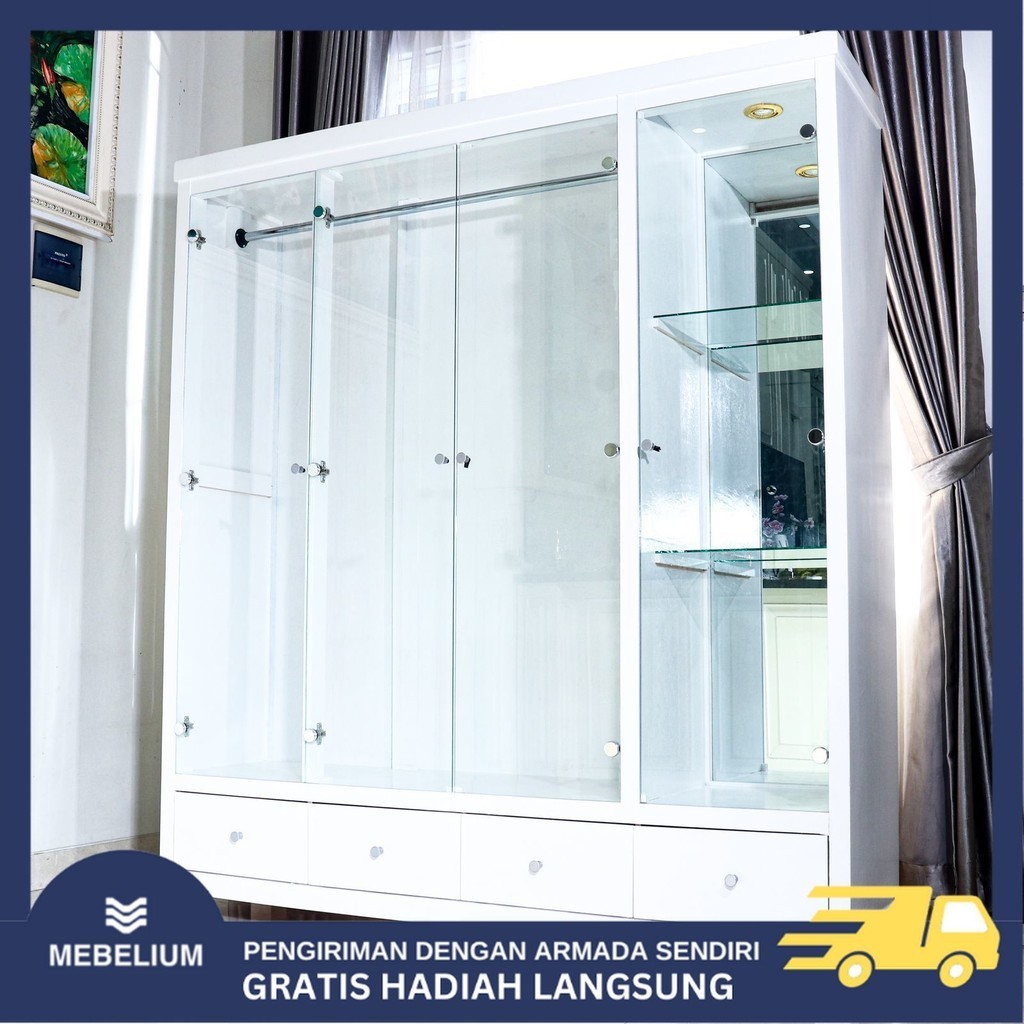 Jual [Jabodetabek] Lemari Pakaian Kaca Gamis Minimalis Modern / Lemari ...