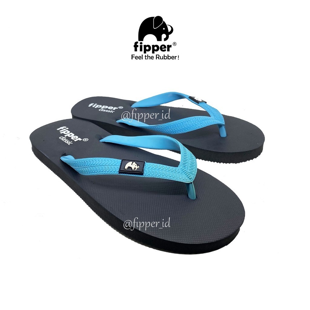 Jual Sandal Fipper Classic Original for Man/Woman - Black/Blue(Sky ...