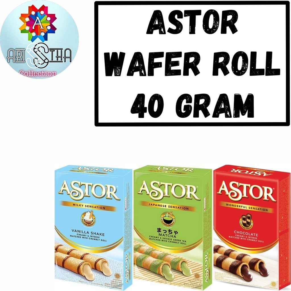 Jual Astor Wafer Roll Kemasan 40 Gram Matcha Cokelat Vanilla | Shopee ...