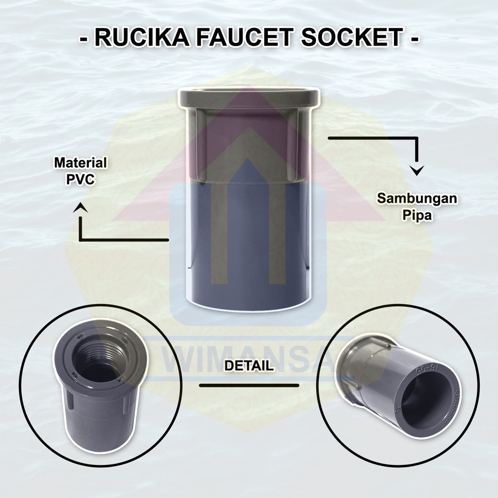 Jual RUCIKA FAUCET SOCKET 1/2 INCH - SAMBUNGAN PIPA PVC | Shopee Indonesia