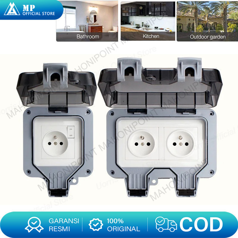 Jual 2PC Socket EU Stop Kontak Waterproof Tanam Stopkontak Plus Cover ...