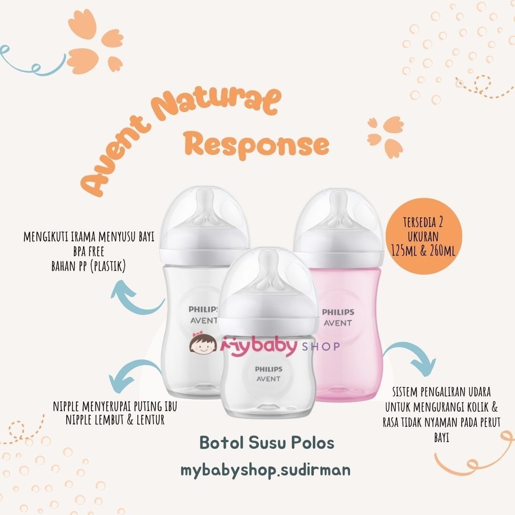 Jual Botol Susu Philips Avent NATURAL RESPONSE 125 ml 260ml / avent ...