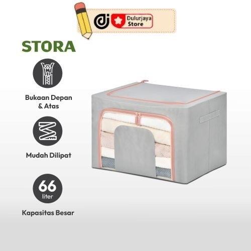 Jual Ace Stora 50X40X33 cm Kotak Penyimpanan Lipat Ritsleting - Abu-Abu ...