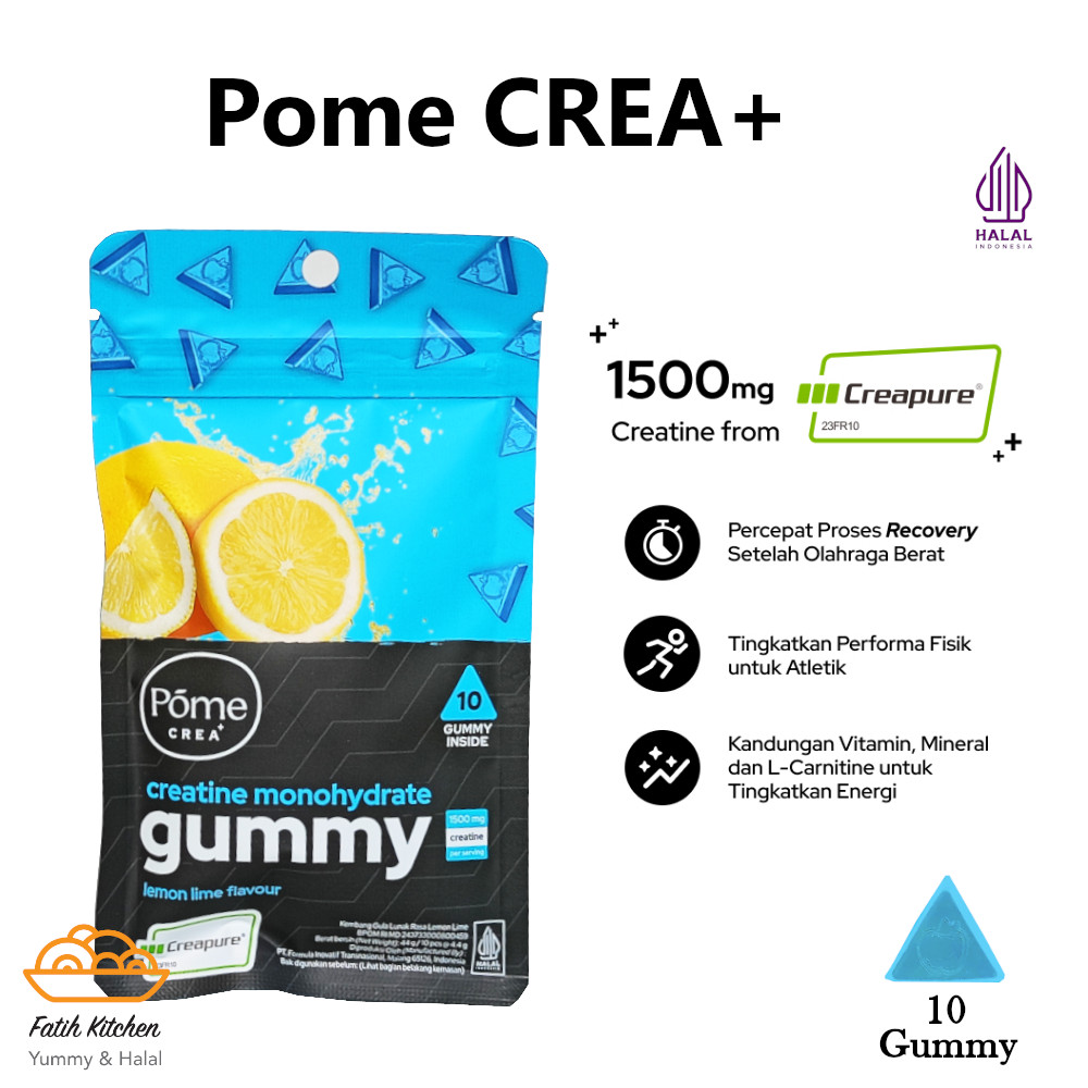 Jual POME CREA+,Gummy Dengan Kreatin, Vitamin B12, D3, Zinc, Halal ...