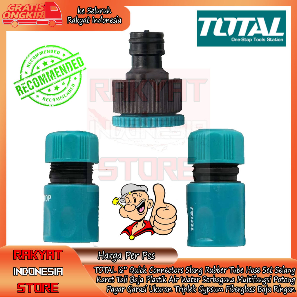 Jual TOTAL ½” Quick Connectors Slang Rubber Tube Hose Set Size Putus ...