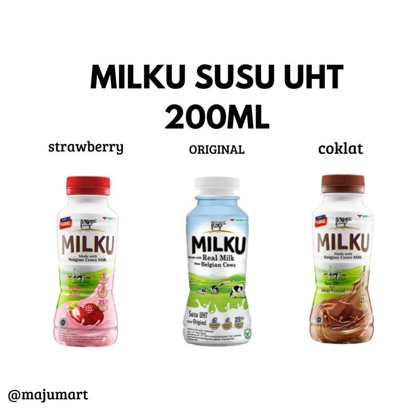 Jual MILKU SUSU UHT ORIGINAL/COKLAT/STRAWBERRY 200ml BLUE BELL 200ML ...