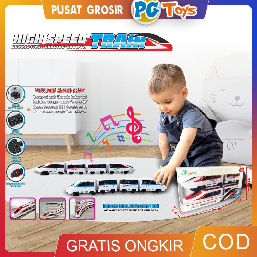 Jual PGTOYS Mainan Bullet High Speed Train Anak MRT Kereta Cepat Indonesia Whoosh Bump n Go ...