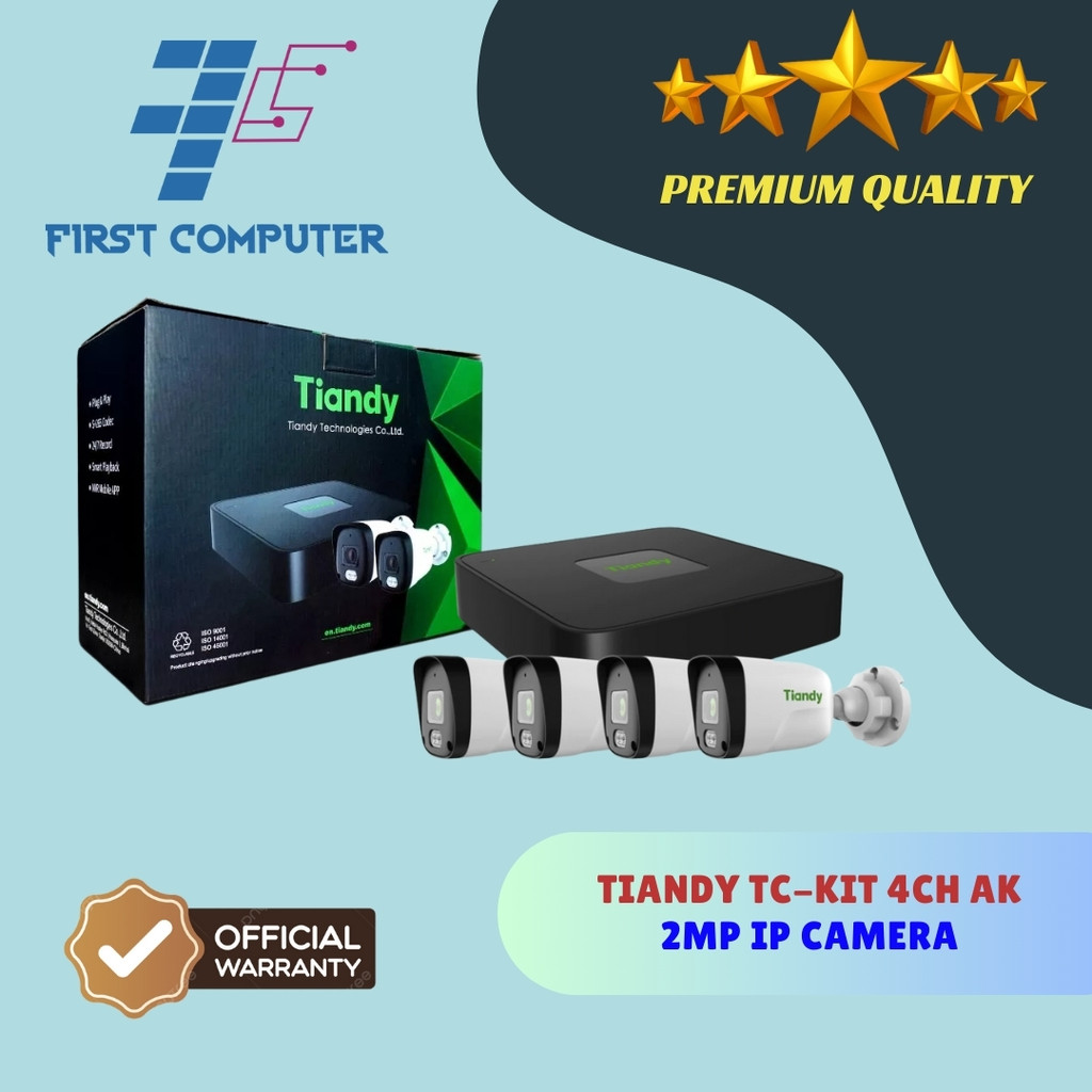 Jual Tiandy TC-KIT 4CH AK 2MP Paket IP Cam + Poe + Audio Outdoor | Shopee Indonesia