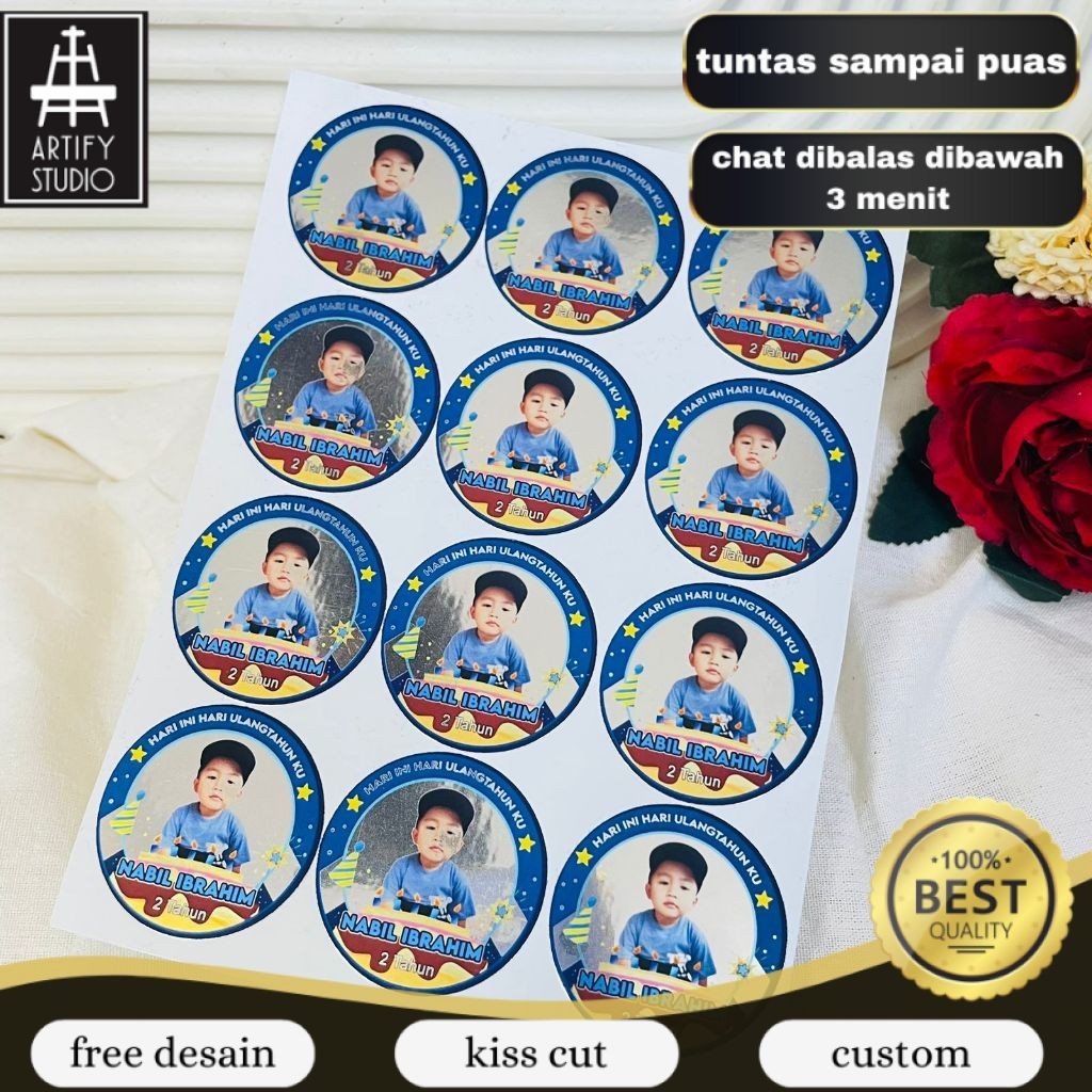 Jual Artify 9-15 Sticker Ulang Tahun Anak Gold/Silver Anti Air Stiker ...