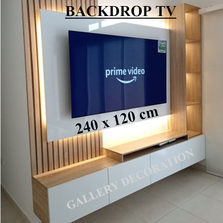 Jual BACKDROP TV rak tv led backlight KABINET TV Rak TV dekorasi ...