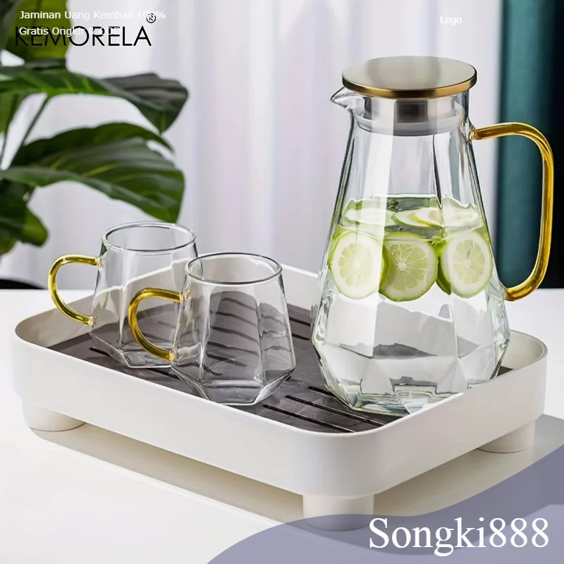 Jual KEMORELA Teko Pitcher Kaca Tahan Panas Api Water Jug 1.5L with 2 ...