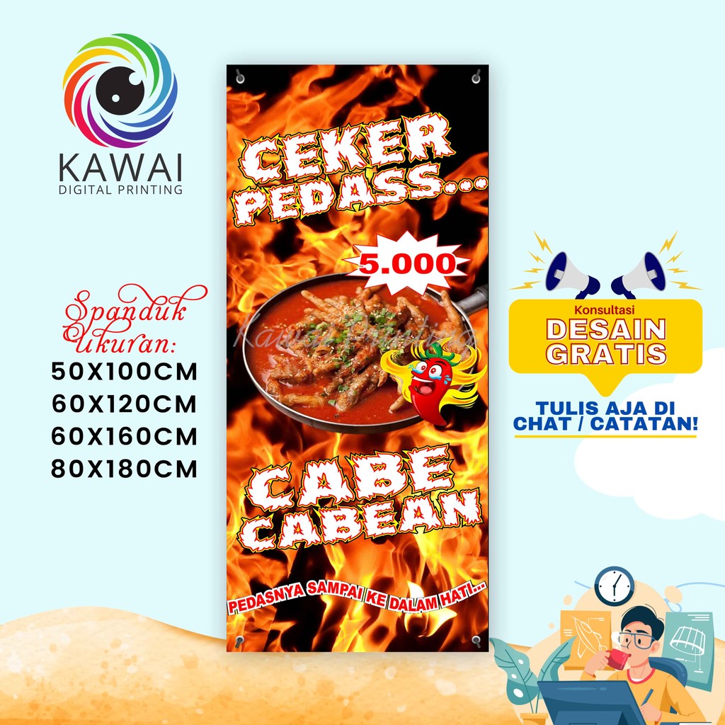 Jual Spanduk Banner MMT Ceker Pedas Membara Ukuran 60x160 | Shopee ...