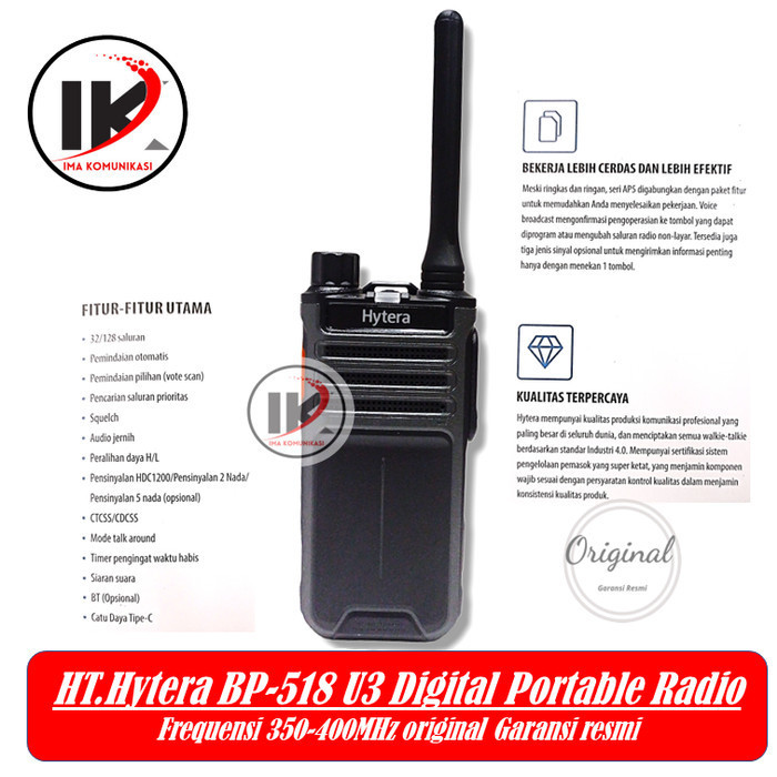 Jual promo terbaru Hytera BP518 HT Digital Analog VHF UHF 350-400 Fast Charge HYT BP-518 ...