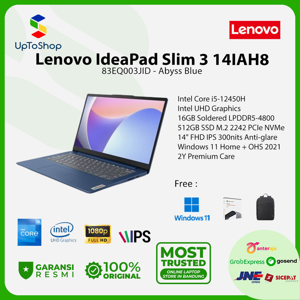 Jual Lenovo IdeaPad Slim 3 14IAH8 3JID Core i5-12450H 16GB 512GB 14 ...
