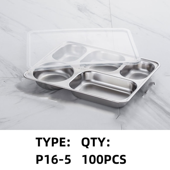 Jual Plato / Food Tray / Piring / Tempat Makan Sekat 5 + Tutup Plastik ...