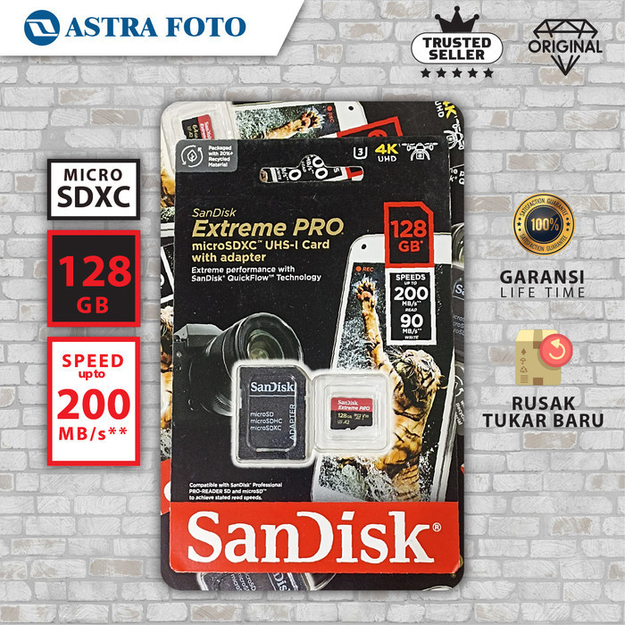 Jual Sandisk MicroSDXC 128GB Extreme Pro A2 V30 UHS-1 200MB/s Micro SD Original | Shopee Indonesia
