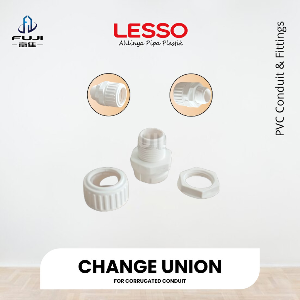 Jual Lesso PVC Conduit Change Union / Mur / Sambungan Pipa 20mm ...