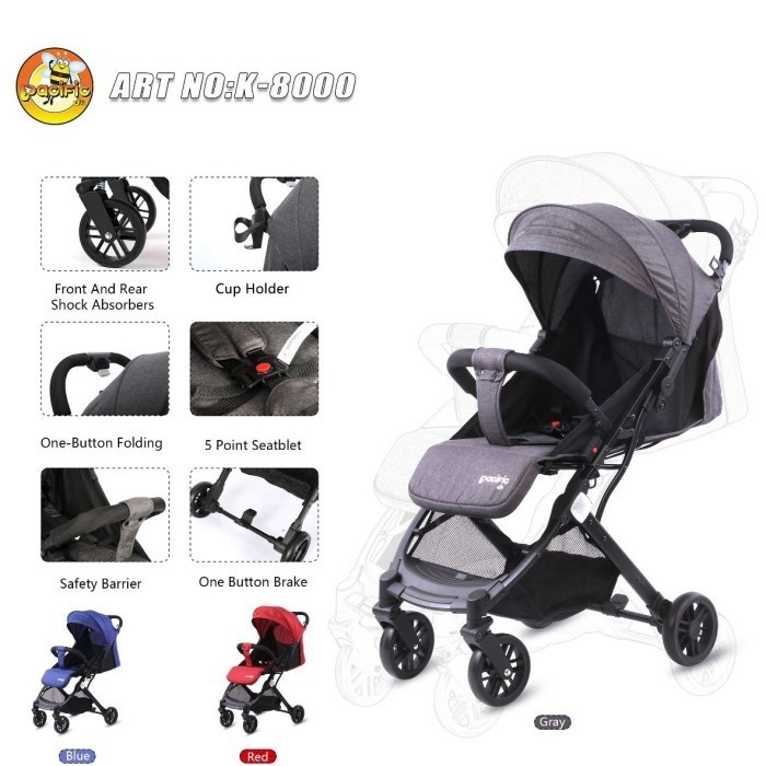 Jual Pacific Baby Stroller K8000 New Born Cabin Size Kereta Dorong Bayi ...