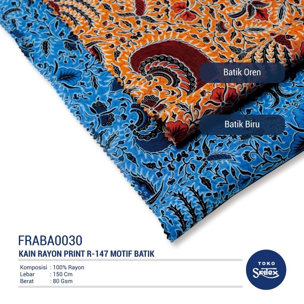 Jual Toko Sritex Kain Rayon Print Batik Oren Premium Ekspor, R 147 ...