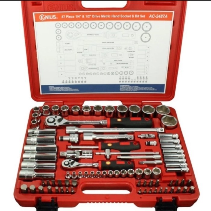 Jual 87 pc Metric hand socket dan bit socket drive 1/2 dan 1/4 ( AC ...