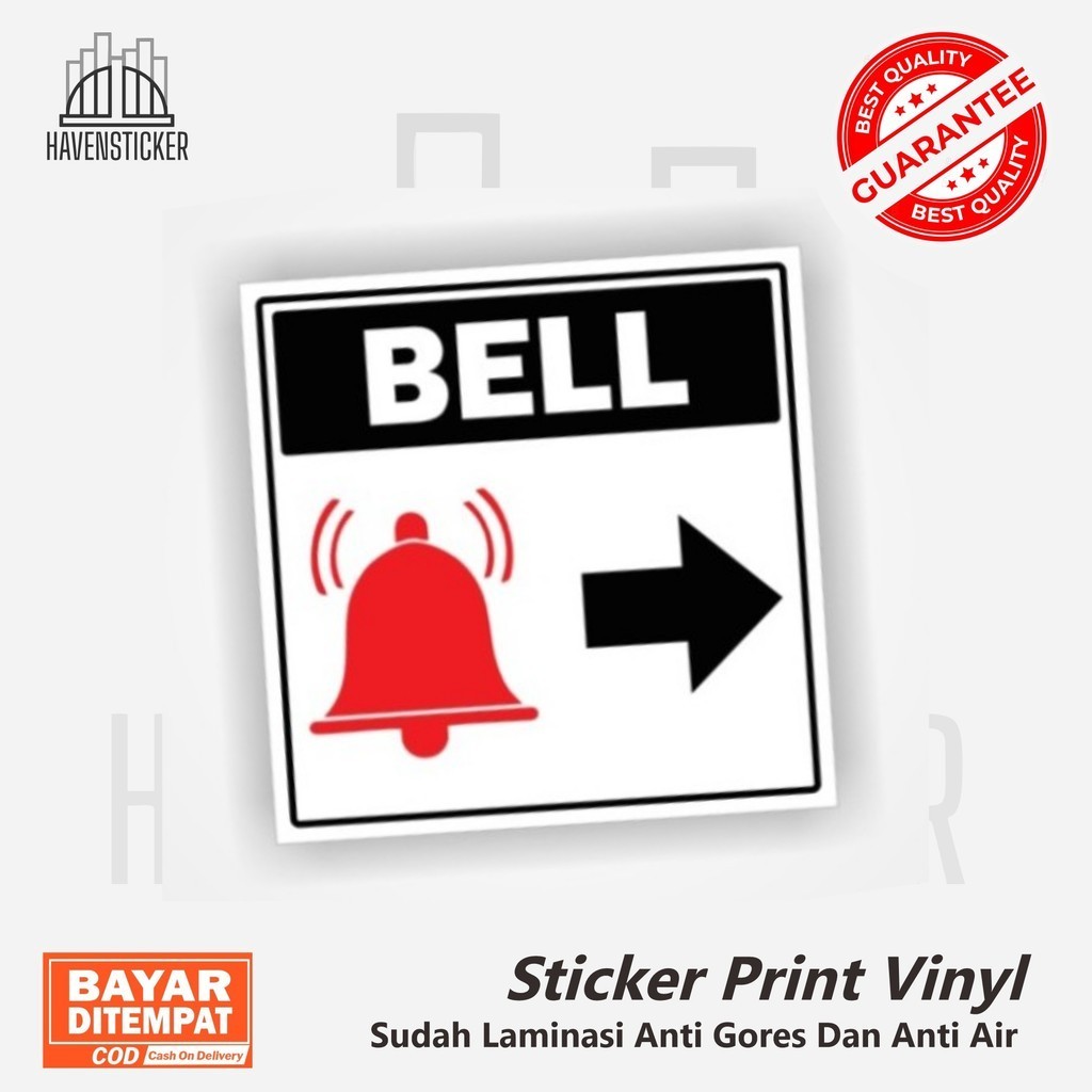 Jual Sticker Vinyl Bell Sign tekan bell arah kanan kiri print vinyl ...