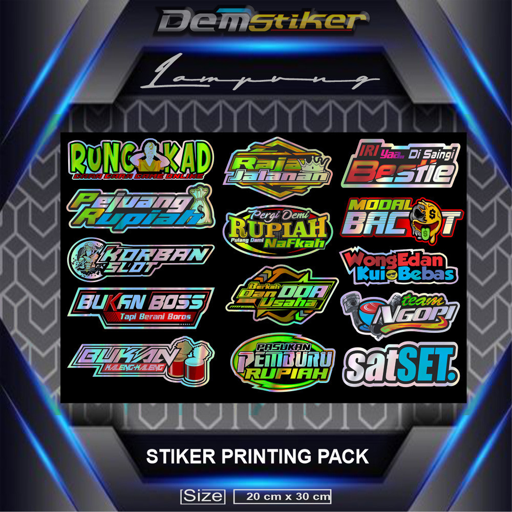 Jual Stiker Pack Hologram Katakata Viral dan Gaul Stiker Motor ...