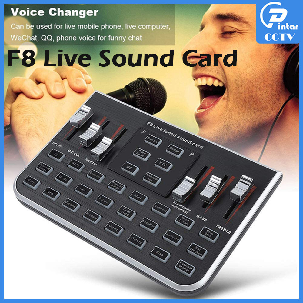 Jual Live Sound Card F8 Voice Conversion Audio Mixer With 18 Sound ...