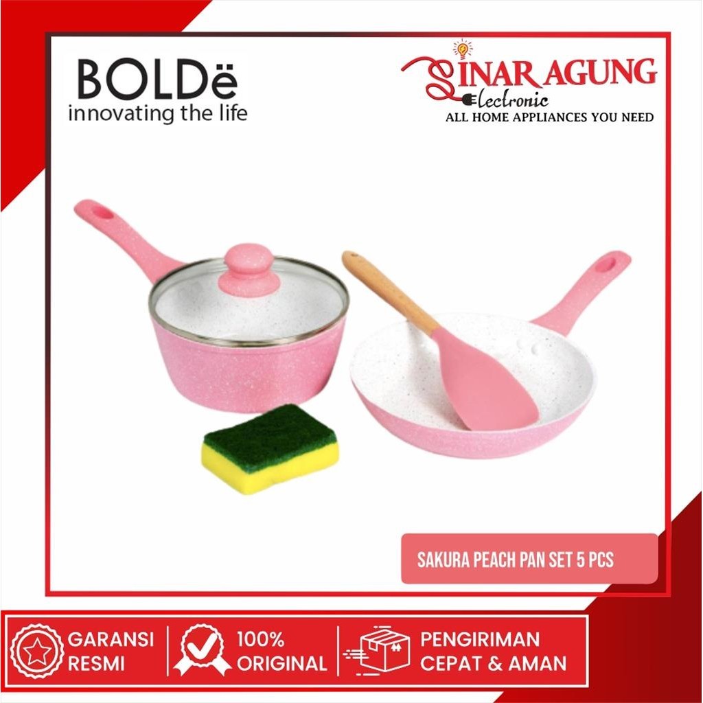 Jual BOLDE Sakura Peach Pan Set 5 Pcs Anti Lengket 100% ORIGINAL ...
