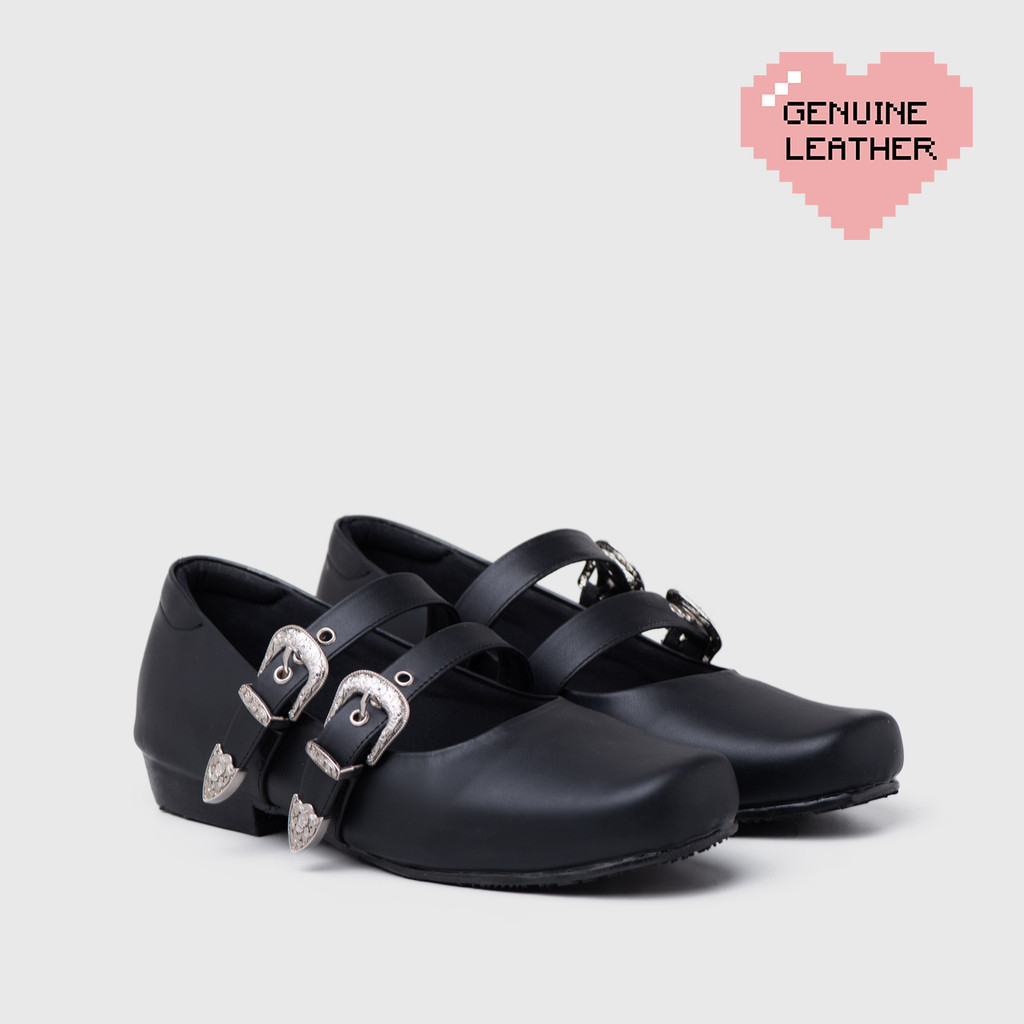 Jual Baleva Flat Shoes Genuine Leather Pantera Black | Shopee Indonesia