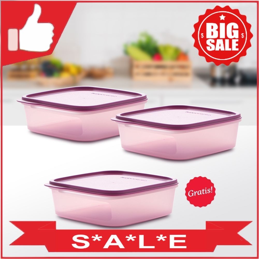Jual Tupperware Smart Saver Square #1 3pcs Ungu Tupperware Original ...