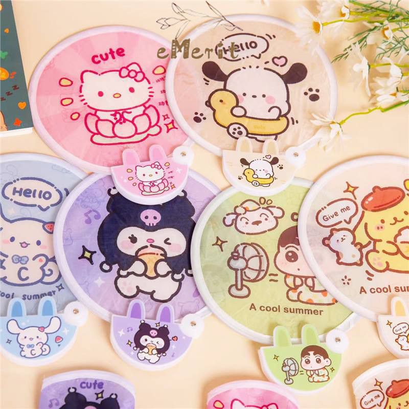 Jual Kipas Angin Tangan Bulat Lipat Portabel Lucu Kipas Lipat Kain Mini ...