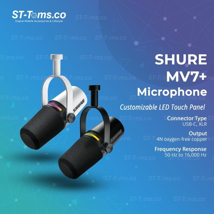 Jual Shure MV7+ / MV7 Plus Podcast Microphone Enhanced Audio LED Touch ...