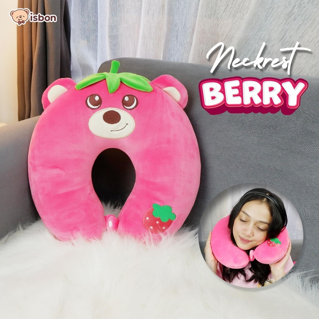 Jual ISTANA BONEKA Bantal Leher Dewasa BERRY Beruang Pink Travel ...