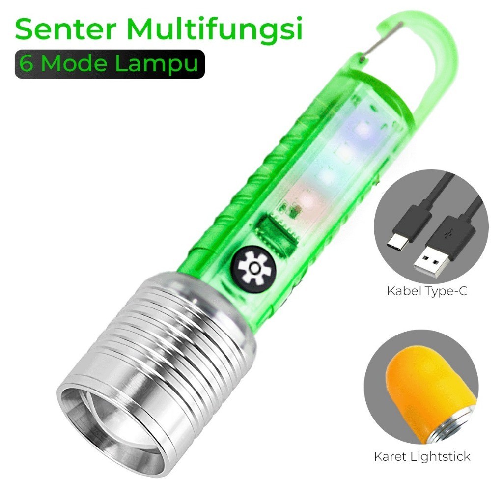 Jual Senter Multifungsi Memiliki 6 Mode Cahaya Free Kabel USB 512 ...