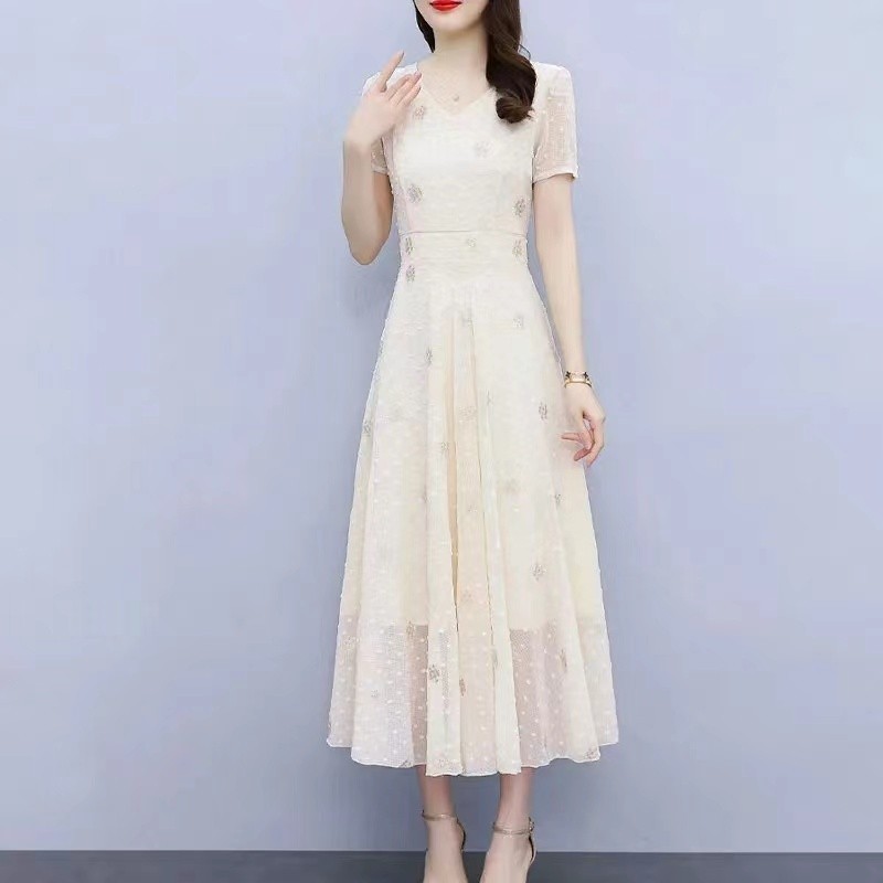 Jual FANMU Gaun sifon/rok panjang ala dewi/dress pesta elegan | Shopee ...