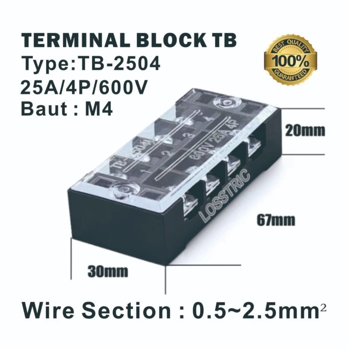Jual TERMINAL BLOCK TB 2504 (25A 4Pole) | Shopee Indonesia