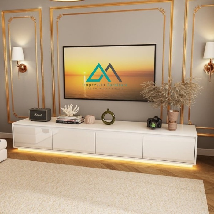 Jual Meja TV HPL minimalis Meja tv 4 laci LED meja tv gantung minimalis ...