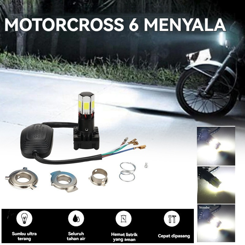 Jual Universal Lampu Motor LED 6 Sisi Garansi Dc + Kipas Bohlam Dop ...
