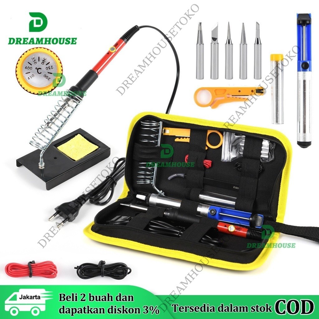 Jual Paket Solder Lengkap 60watt 220v /Solder listrik Set 15in1 Sedot Timah / Kitset Solder 60w ...