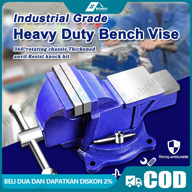 Jual Heavy Duty Bench Vise 4"/5" 360° Swivel Household Vise Cast Iron ...