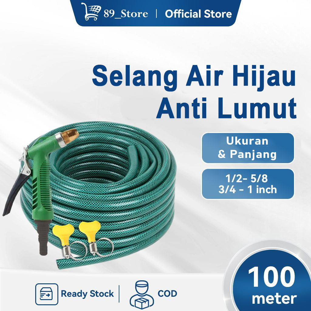 Jual SELANG AIR 100 METER 1 ROLL BENANG HIJAU ANTI LUMUT / SELANG AIR ...