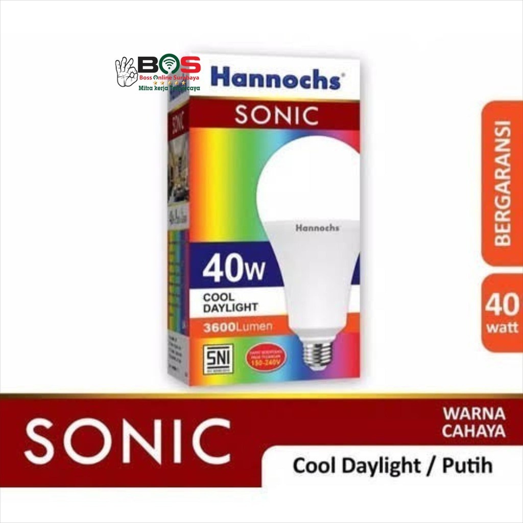 Jual Lampu LED Hannochs Sonic Putih Bohlam LED 40W 40 Watt 6500K ...