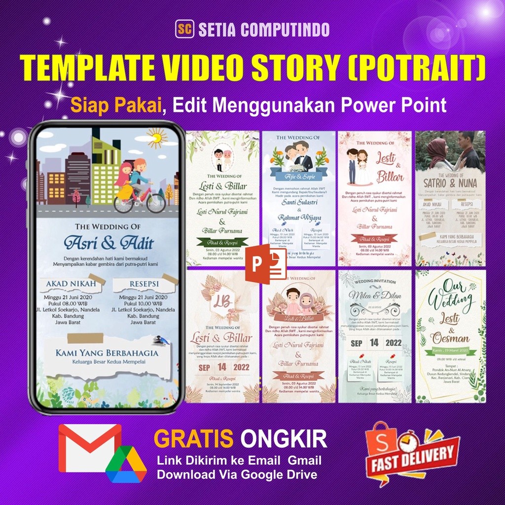 Jual Template Video Story Undangan Digital Wedding Pernikahan JPG ...