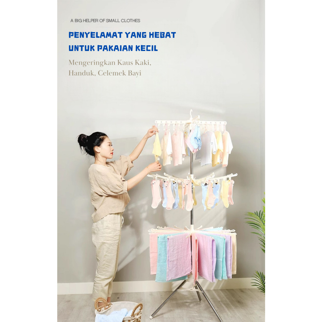 Jual Jemuran menara rak jemuran baju bayi lipat rak susun handuk ...