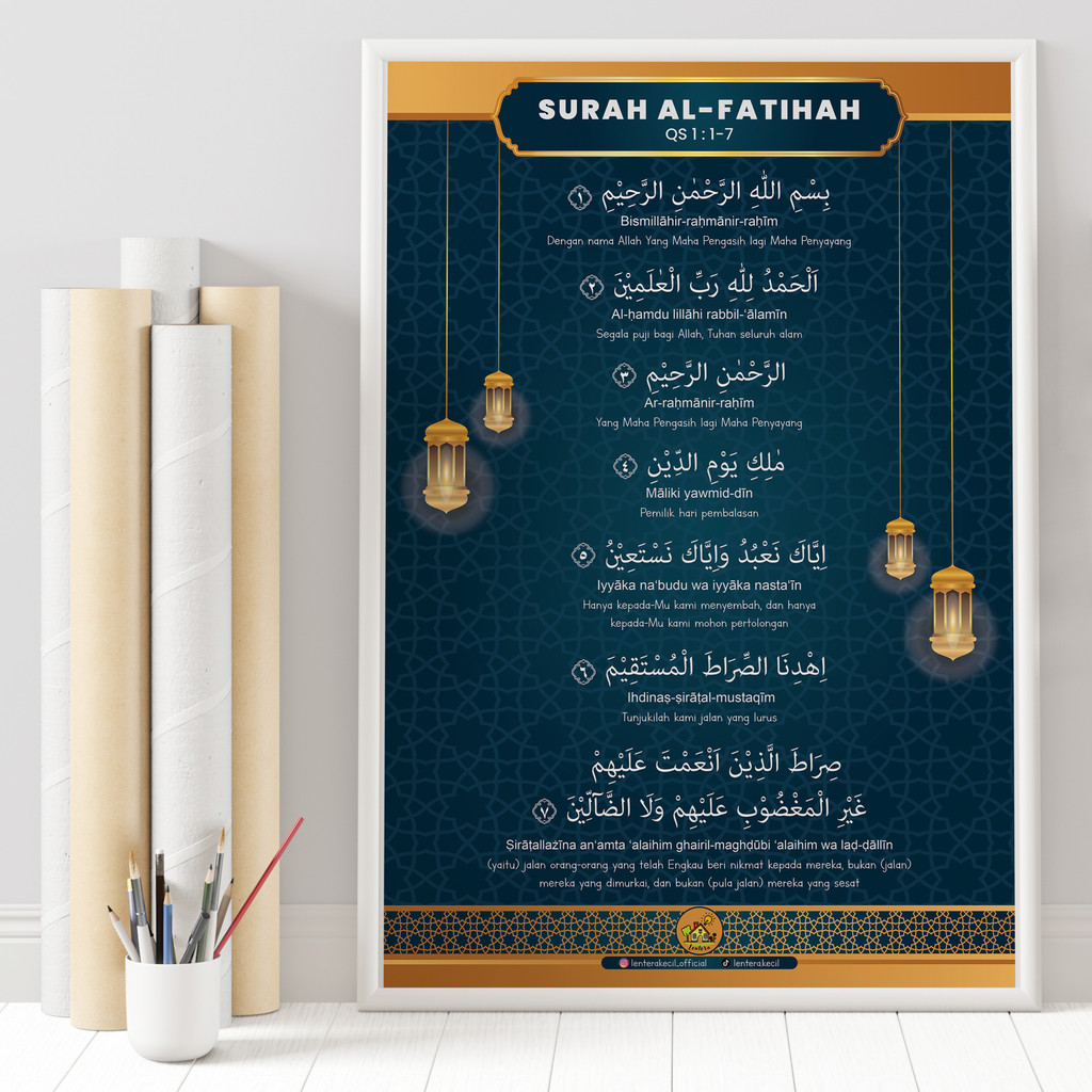 Jual Poster Edukasi islami SURAH AL-FATIHAH QS 1:1-7 Ayat Suci AlQuran ...
